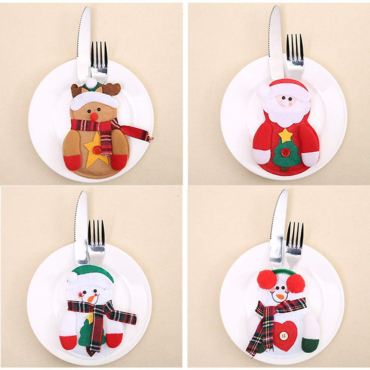 12 Pack Christmas Tableware Holders Suit, Messar Silverware Holders Pockets Pouches Set Flatware Holders Knife and Fork Cutlery Bags Kitchen Storage Tool for Christmas Party Table Decoration