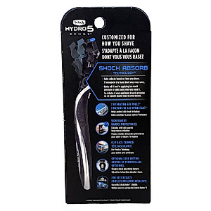 Schick Hydro 5 Sense Hydrate Razor Limited Edition Handle with Shock Absorb Technology for Men, 1 Handle with 1 Refill (Handle Color Chosen Randomly)