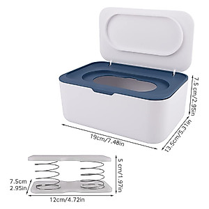RVXlRDN Baby Wipes Dispenser, Wipes Dispenser, Baby Wipe Holder for Fresh Wipes, Wipes Containers with Spring Drawer Tray (Grey and Blue).(Blue)