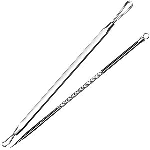 Teenitor Pimple Extractor Acne Treatment Tool Surgical Grade Blackhead Comedone Removal 2-in-1 Popper Tool for Face Nose Blackhead Extractor Tool Silver