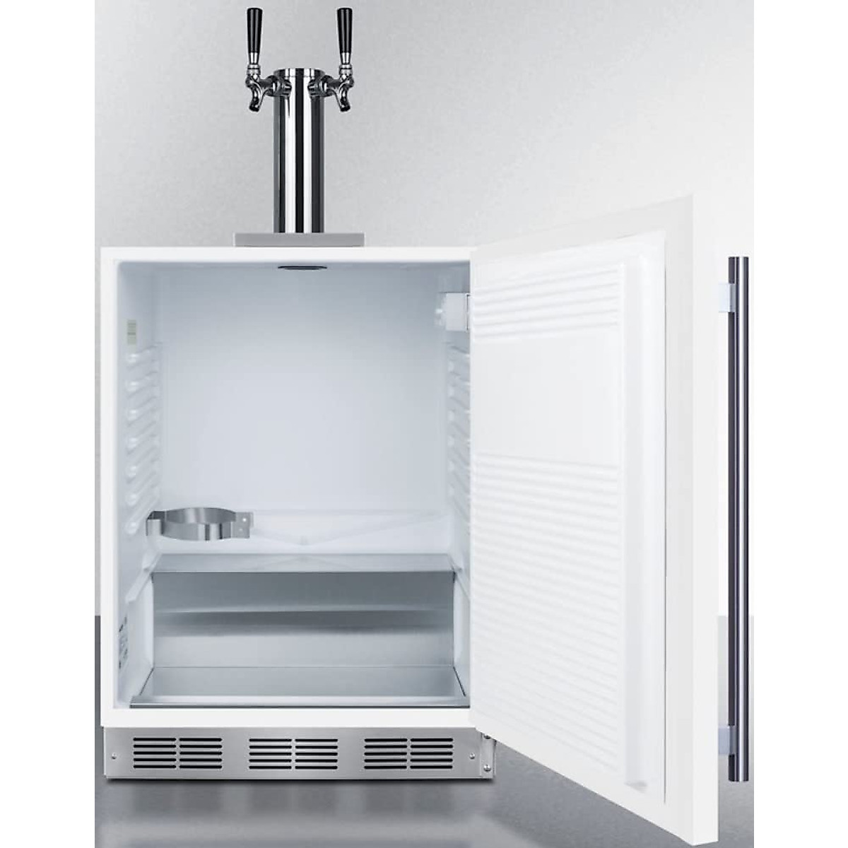Summit Appliance SBC58WHBIADA 24" Wide Built-in Undercounter ADA Height Commercially Listed Dual Tap Beer Dispenser in White with Stainless Steel Handle, Automatic Defrost, Adjustable Thermostat