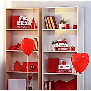 3 Valentines Day Wooden Table Decor Centerpieces for Tables Happy Valentine’s Tabletop Centerpiece Valentine Love Home Desktop Decorations Wood Heart Shelf Decoration Hearts Red Desk Mantle