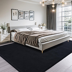 AROGAN Modern Shag Area Rug for Bedroom, 4x6 Feet Washable Rugs for Living Room, Indoor Floor Carpet Rugs, Plush Memory Foam Bedside Rugs for Kids Girls Teens Room Low Pile Rug Decor, Black