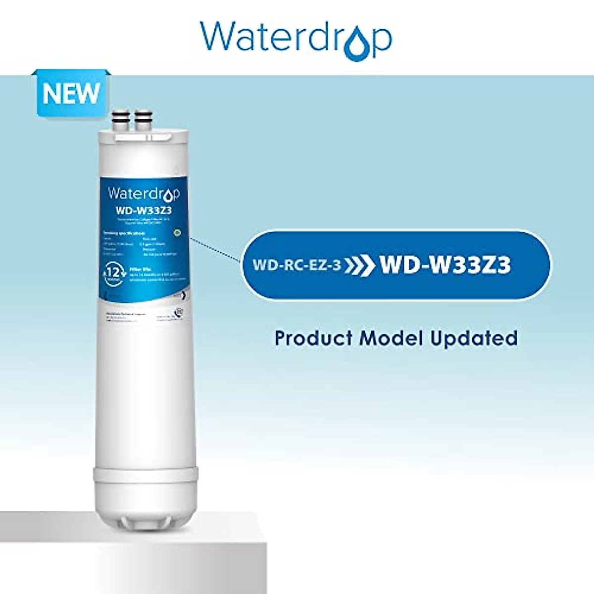 Waterdrop RC 3 EZ-Change Advanced Water Filter Replacement, Replacement for Culligan RC-EZ-3, IC-EZ-3, US-EZ-3, RC-EZ-1, Brita USF-201, USF-202, DuPont WFQTC30001, WFQTC70001, 2K Gallons (Pack of 2)
