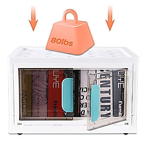 Chemailon Storage Bin with Lid,29 Qt Clear Plastic Toy Organizer Box with Wheels and Visible Clear Door for Home Closet 9.4 x 11.4 x 15.7 Inches 2 Pack