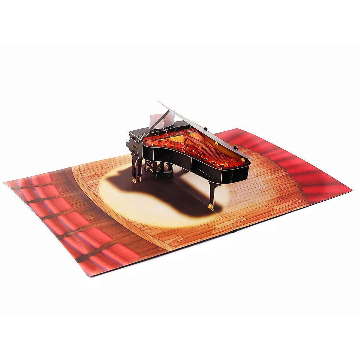 Liif Grand Piano Pop-Up Card, Thank You, 8 in x 6 in, Laser Cut and Hand Assembled, Satisfaction Guarantee