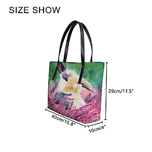 Fashion Tote Handbags Women's Soft Tote Shoulder Bag for Women Work Shopping Top Handle Satchel Bags, 15.8×4×15.4 inches,Baby Rabbit