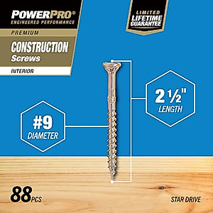 Power Pro Premium Interior Construction Screws (#9 x 2-1/2") - 1lb Box