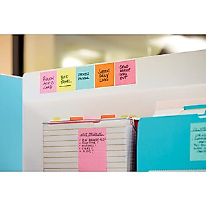 Post-it Super Sticky Notes, 3x3 in, 5 Pads, 2x the Sticking Power, Supernova Neons, Recyclable (654-5SSMIA)
