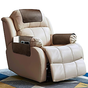 NZDWZDN 3 Pcs Headrest Cover for Recliner Chair Recliner Headrest Protector Faux Leather Headrest Cover with Elastic Straps Couch Headrest Cover with Pocket Chair Arm Covers 22.8 x 14.6 in(Chocolate)