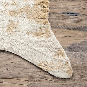 nuLOOM Marcia Machine Washable Faux Cowhide Area Rug, Shaped 5x7, Off-White