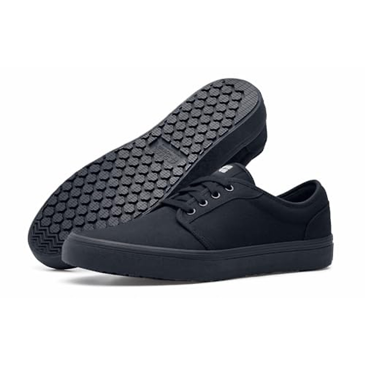 Shoes for Crews Merlin, Men's, Women's, Unisex Slip Resistant Canvas Work Shoes, Water Resistant, Black, Men's 6 / Women's 7.5