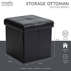 Simplify Faux Leather Cube Storage Ottoman, Black (F-0625-BLACK)