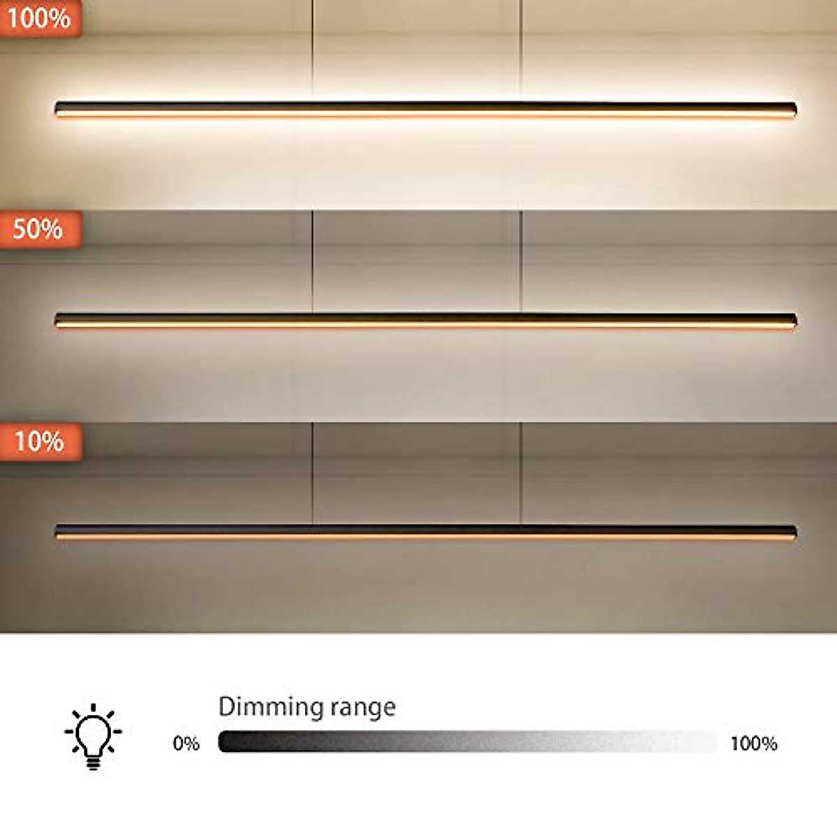 Zicbol Kitchen Island Pendant Lighting 40.94 Inch Linear Light Fixture Chandelier 16W 3000K Warm Light Dimmable LED Hanging Light Fixture for Dining Room, Kitchen, Breakfast Bar, Living Room Black