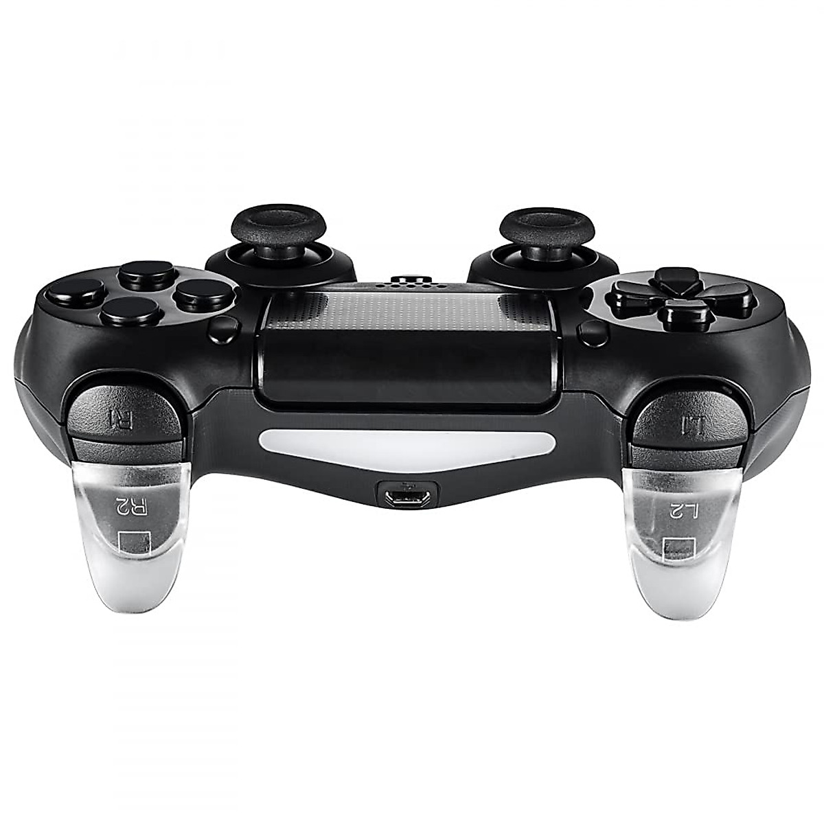 eXtremeRate Transparent Clear 2 Pairs L2 R2 Buttons Extention Trigger for PS4 Controller, Game Improvement Adjusters Extenders for PS4 Controller JDM-030