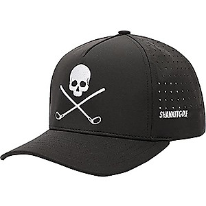SHANKITGOLF Skull & Crossbones Golf Hat - Adjustable, Breathable, Snapback Trucker Hat - Funny Skull Cap, Perfect for Golfing, Hiking, Fishing, Running & Outdoor Activities (Black)