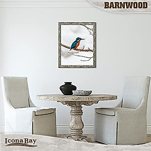 Icona Bay 16x20 Brown Oak Picture Frame, Country Rustic Style 16 x 20 Poster Frame, Wall Mount Only, Barnwood Collection