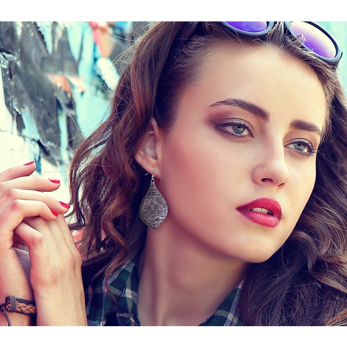 SPUNKYsoul Bohemian Hammered & Engraved Silver Earrings