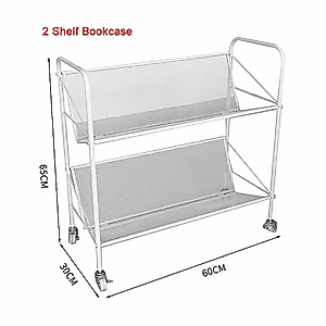 TAUODUYY Aluminum Alloy Bookshelf, Removable Multi-Layer Shelves, Large Capacity Baby Picture Book Shelf, Bedroom White Hollow Magazine/Book Storage Rack (Color : 2 Layers)