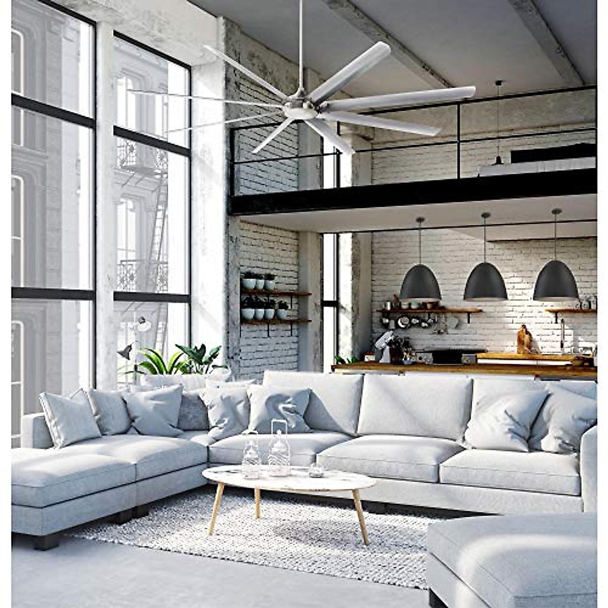 Westinghouse Lighting 7224900 Widespan Industrial Ceiling Fan with Remote, 100 Inch, Brushed Nickel