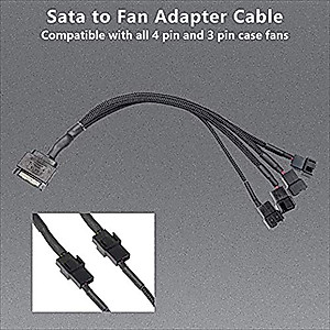 XMSJSIY SATA to 3 Pin 4 Pin Fan Adapter,15pin SATA to 4 x 3 pin / 4 Pin 12V PC Case Fan Splitter Extension Power Cable Adapter-28cm-2pcs