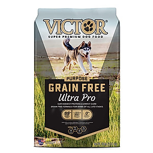 Victor Super Premium Dog Food – Grain Free Ultra Pro Dry Dog Food – High Protein, Low Carb Dog Food for Active Dogs – 42% Protein Dog Food for Sporting Dogs of All Breeds & Sizes, 30 lb