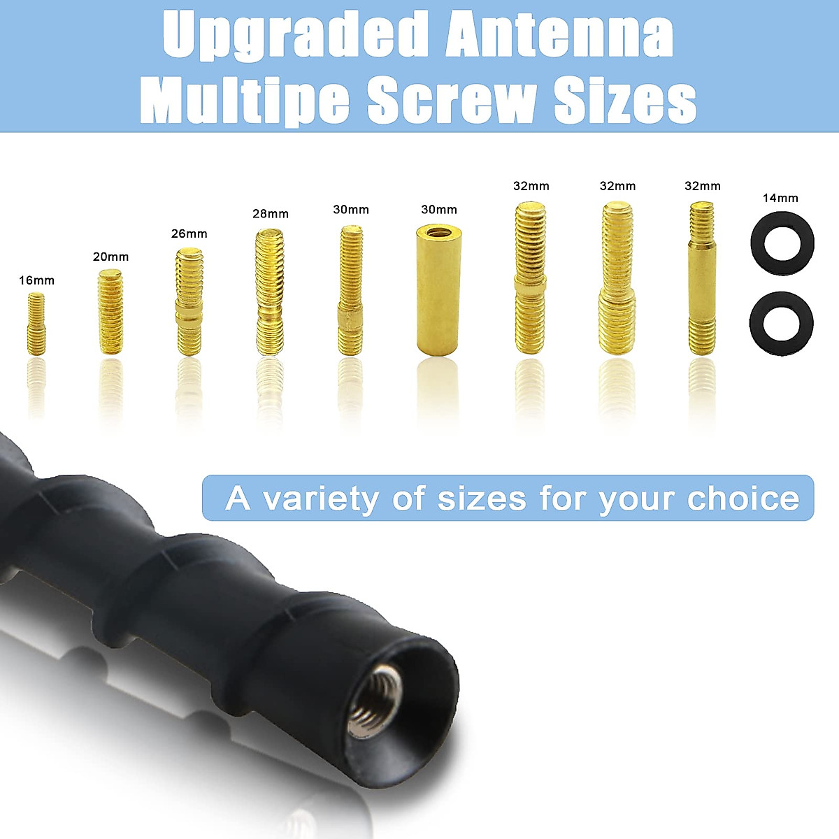 7 inch Spiral Antenna, Flexible Rubber Antenna Replacement, Waterproof PVC Rubber, Designed for Optimized FM/AM Reception