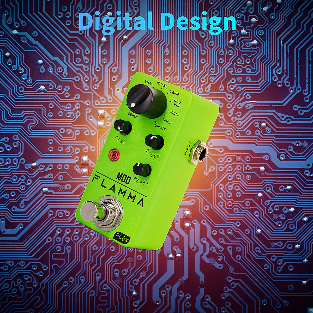 FLAMMA FC05 Mini Modulation Pedal with Chorus Flanger Tremolo Phaser Vibrato Rotary Liquid Autowah Stutter Ring LowBit
