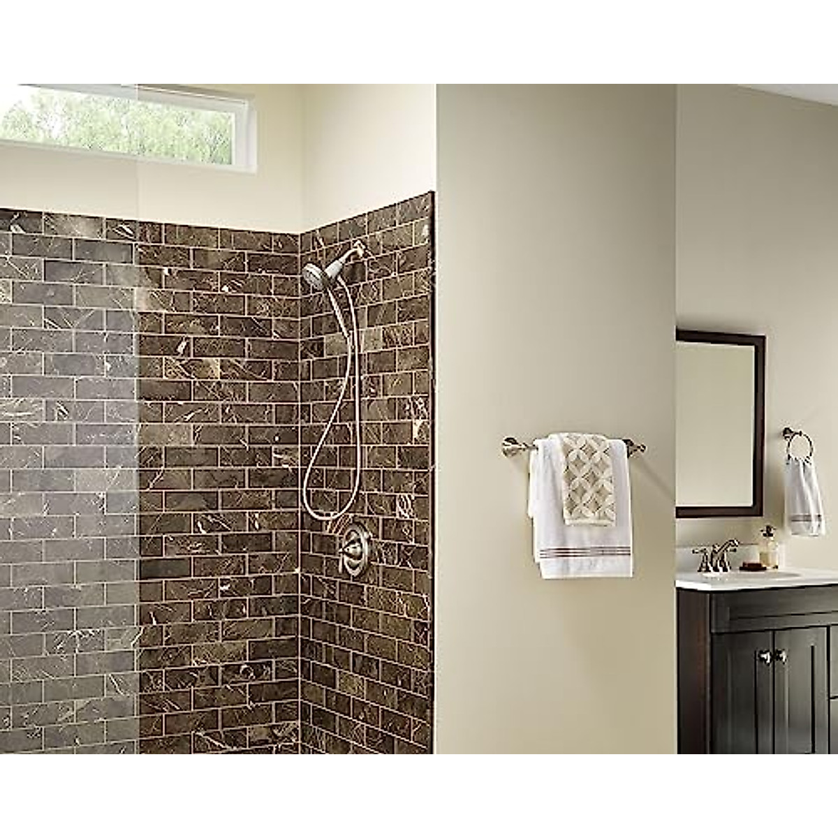 Moen Engage Magnetix Spot Resist Brushed Nickel 3.5-Inch Six-Function Eco-Performance Handheld Showerhead with Magnetic Docking System for Bathroom Shower, 26100SRN