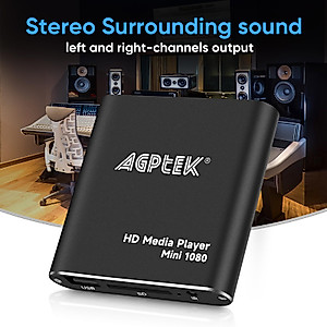 HDMI Media Player with One More Remote Control, Black Mini 1080p Full-HD Ultra HDMI Digital Media Player for -MKV/RM- HDD USB Drives and SD Cards