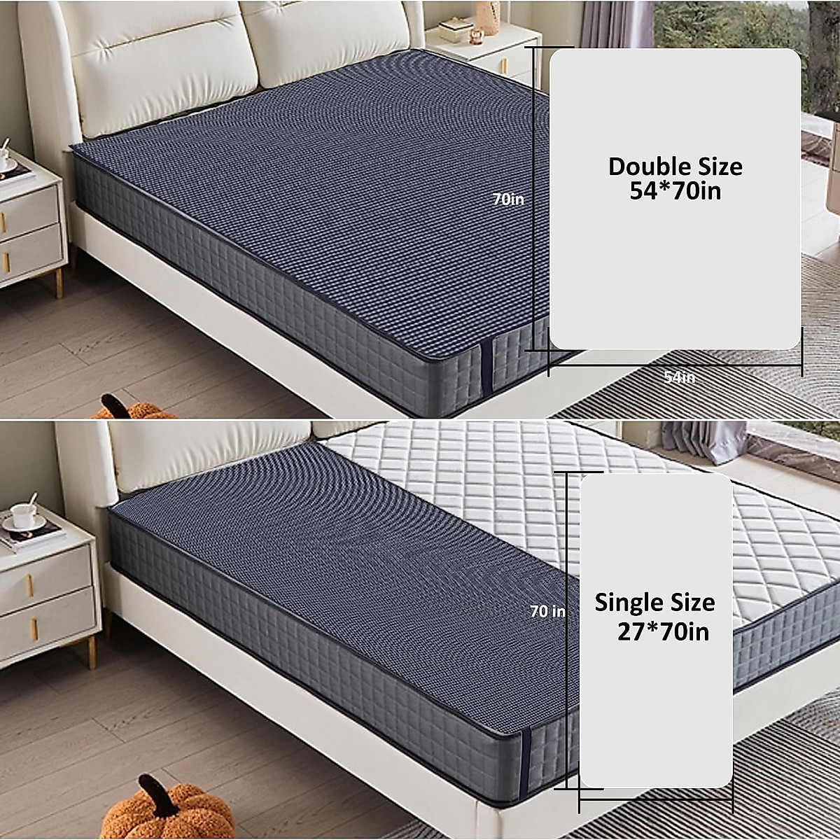 WAUZOBLE Grounding Mat for Bed, Grounding Mattress Pad for Sleeping, Conductive Carbon Leatherette Grounding Mattress Cover with Elastic Straps for Efficient Sleep, Relieve Pain and Stress（27x72）