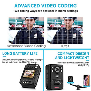 OMMC K3 1440P HD Police Body Camera,Portable Body Camera with with Audio Recording Wearable,Night Vision, 128G Memory Body Worn Camera for Law Enforcement,Personal Use