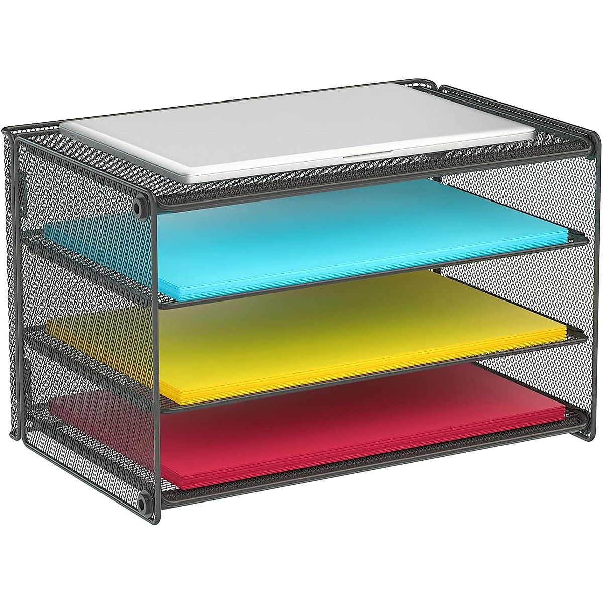 Samstar Paper Letter Tray, 3 Tier Desk File Organizer Paper Sorter Letter Shelf Rack, Mesh Made,Black ...