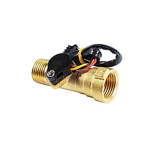 GREDIA G1/2" Water Flow Sensor Thread Male to Female Brass Switch Hall Effect Liquid Flowmeter Fluidmeter Counter BSP 1-30L/Min（66 mm in Total Length）