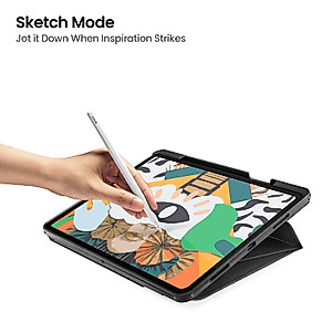 tomtoc Vertical Case for iPad Pro M2&M1 12.9-inch 6th/5th Gen 2021-2022, Slim Protective Anti-Bend Cover with Magnetic Stand for 3 Use Modes, Support Wireless iPad Pencil Charging, Black