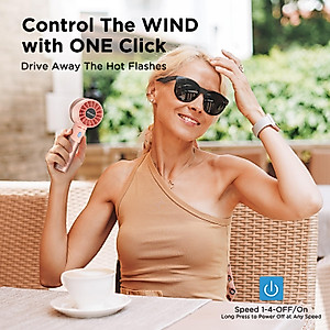 AMACOOL Portable Handheld Turbo Fan, 17Hrs Run Time Battery Operated Personal Fan, Mini Pocket Fan for Girl Woman Travel Makeup Hot Flash Outdoor-Pink