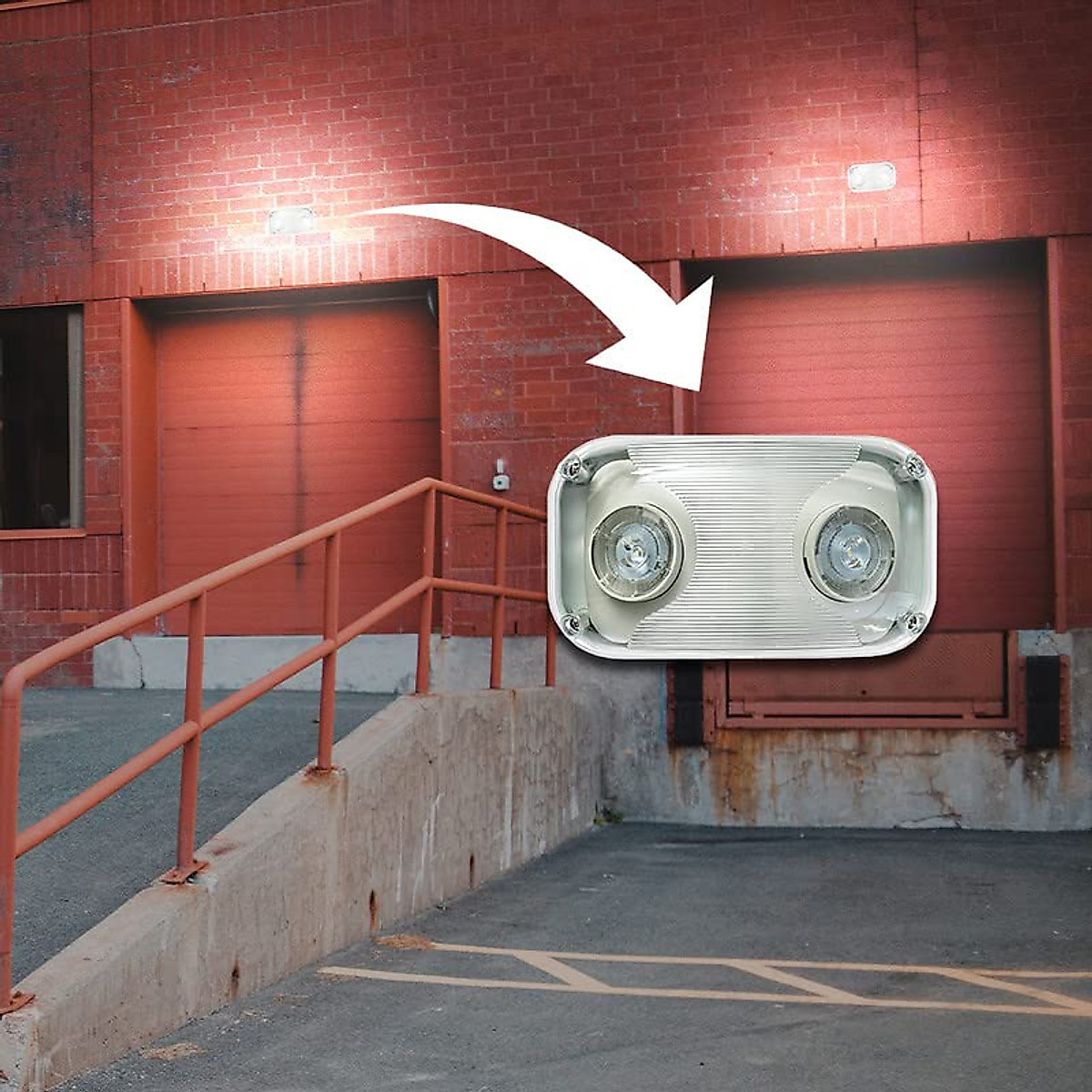 Ciata Led Emergency Lights for Business with Battery Backup, Outdoor Emergency Lighting Commercial in Thermo Plastic Housing with Two Halogen Ultra Bright Lamp Heads, Emergency Egress Light