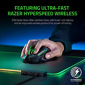 Razer Basilisk Ultimate HyperSpeed Wireless Gaming Mouse: Fastest Gaming Mouse Switch, 20K DPI Optical Sensor, Chroma RGB Lighting, 11 Programmable Buttons, 100 Hr Battery, Classic Black