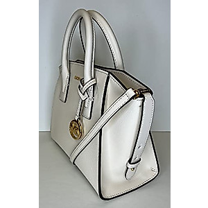 Michael Kors MICHAEL Michael Kors Avril Small Logo Top-Zip Satchel bundled with Trifold Wallet Purse Hook (Lt Cream)