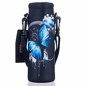 AUPET Water Bottle Carrier,Insulated Neoprene Water bottle Holder Bag Case Pouch Cover 1000ML or 750ML,Adjustable Shoulder Strap, Great for Stainless Steel and Plastic Bottles