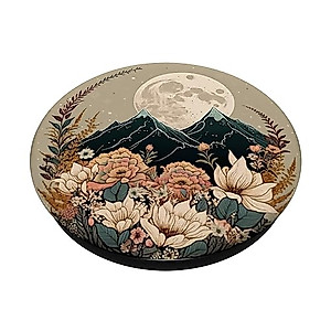 Boho Mountain Moon Phases Floral Aesthetic Chic PopSockets Standard PopGrip