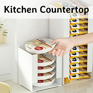 UXIVCKI Storage Container Keep Food Packets Stacked, Plastic Organizer Stackable Basket for Kitchen Cabinet Pantry Countertop Shelf Closet Bathroom, Organize Noodles, Snacks, Facial Masks