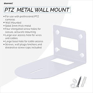 PTZ Camera Wall Mount Bracket Compatible with HuddleCam, PTZOptics, Sony, AVIPAS, AVKANS, SMTAV, FOMAKO, PRISUAL & More, Universal Holder Shelf, by Brainwavz (White)