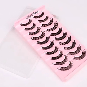 Volume Mink Russian Strip Lashes 10 Pairs- Mixed Styles- Natural, Wispy, D Curly, Fluffy/Extension Look Alike by Angel Beauty