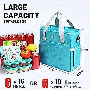 MIER Insulated Lunch Bag for Women Mens Adults Large Lunch Tote Bags Lunch Box Cooler for Work Picnic Beach with Shoulder Strap, Water Bottle Holder, Green