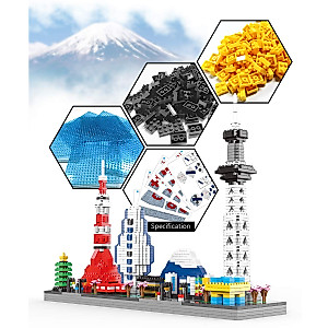 DOLBLOCK Japan Tokyo Skylines Architecture Micro Building Sets Famous Landmark Collection Mini Blocks Modle Kit for Adults 1880 Pieces