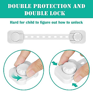 Betertek Cabinet Locks Child Safety Refrigerator Lock Drawer Locks Baby Proof Fridge Lock Kids Safety Latches Strap Locks (10 pack) for Dresser, Toilet Seat, Oven, Dishwasher, with Extra Adhesive