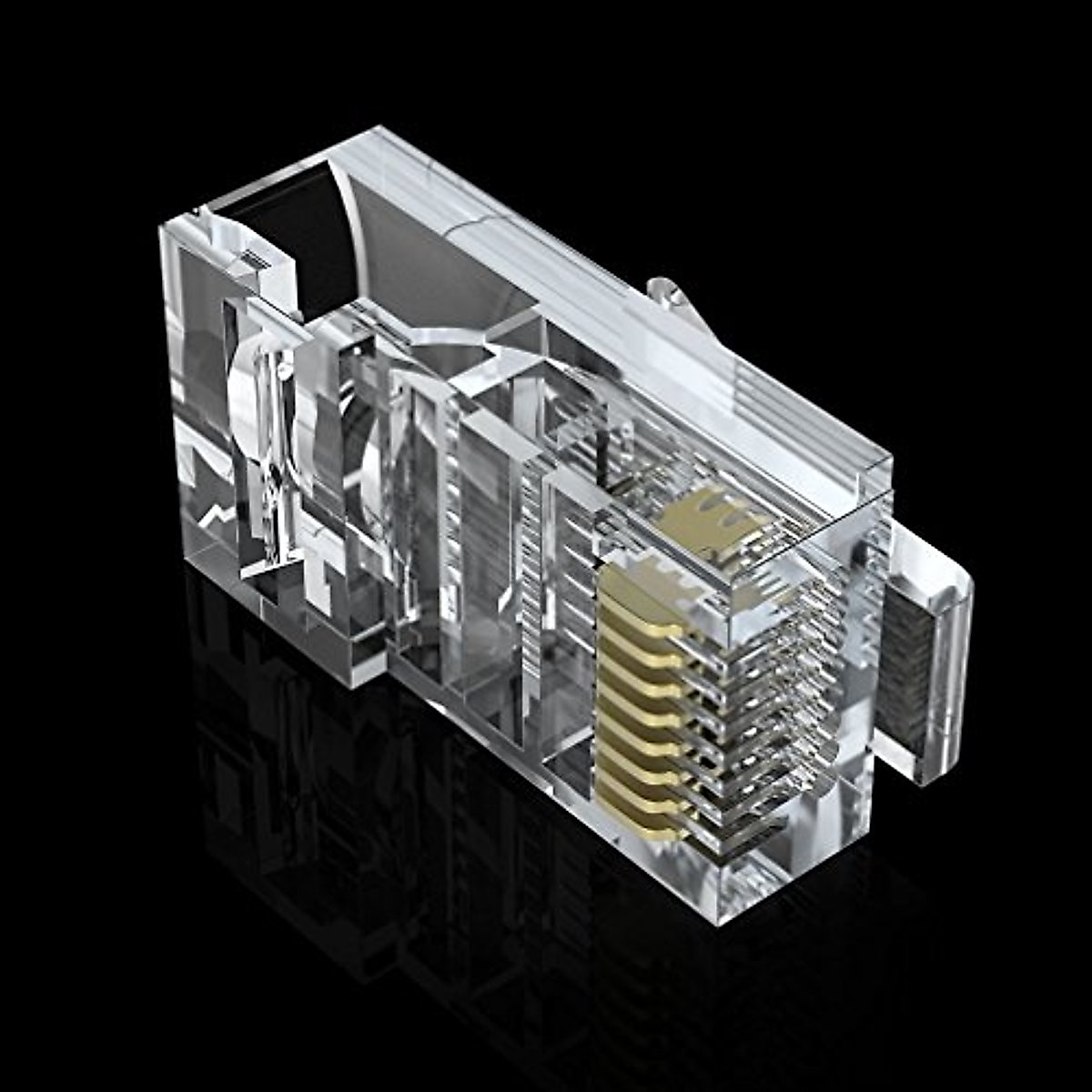 CAT5E RJ-45 UTP Connectors, RJ-45 Crimp Ends 8P8C Network Modular Plugs with Flexible Latch, 100-Pack