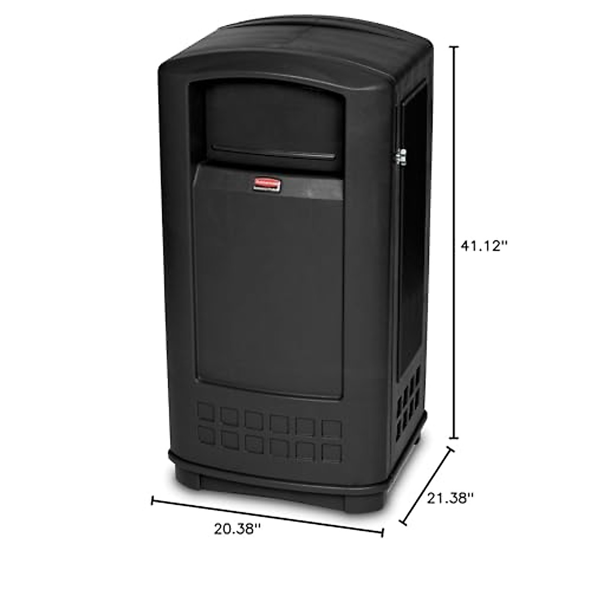 Rubbermaid Commercial Products Plaza Jr. Trash Can, 35-Gallon, Black, Large Outdoor Wastebasket for Stadiums/Malls/Airports/Office Buildings/Schools