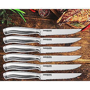 Svensbjerg Steak Knife Set, Serrated Steak Knives, Dinner Knives, Knife Set with Covers, Stainless Steel | SB-SK101